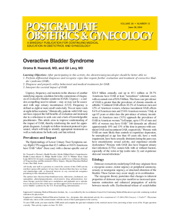 (PDF) Overactive Bladder Syndrome