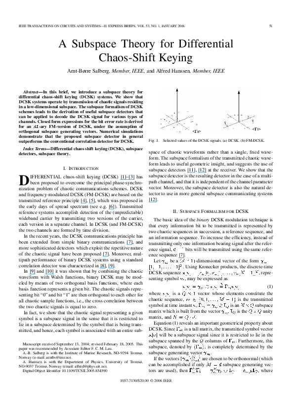 (PDF) A subspace theory for differential chaos-shift keying