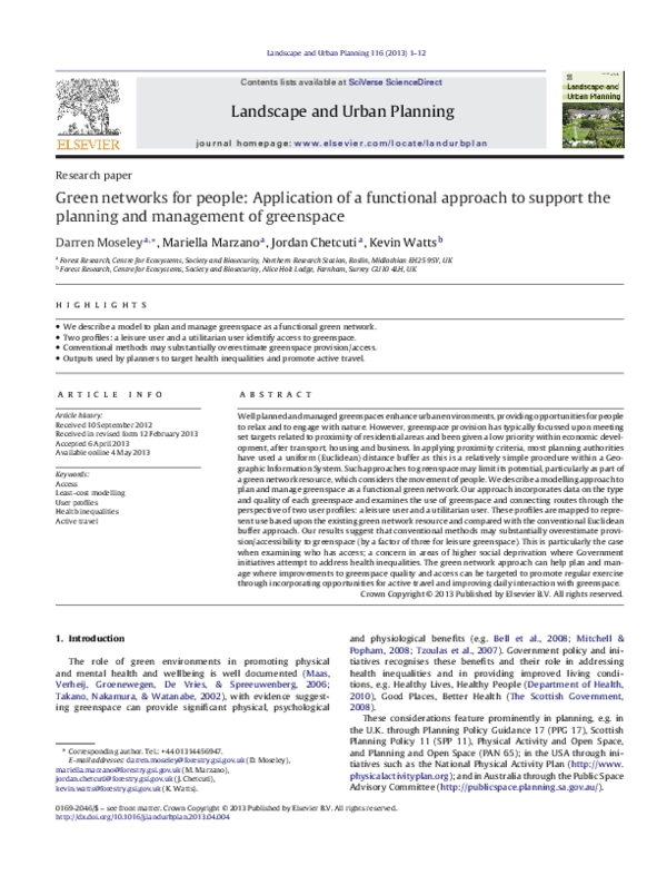 (PDF) Green networks for people: Application of a functional approach ...