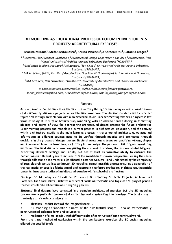 (PDF) 3D MODELING AS EDUCATIONAL PROCESS OF DOCUMENTING STUDENTS ...