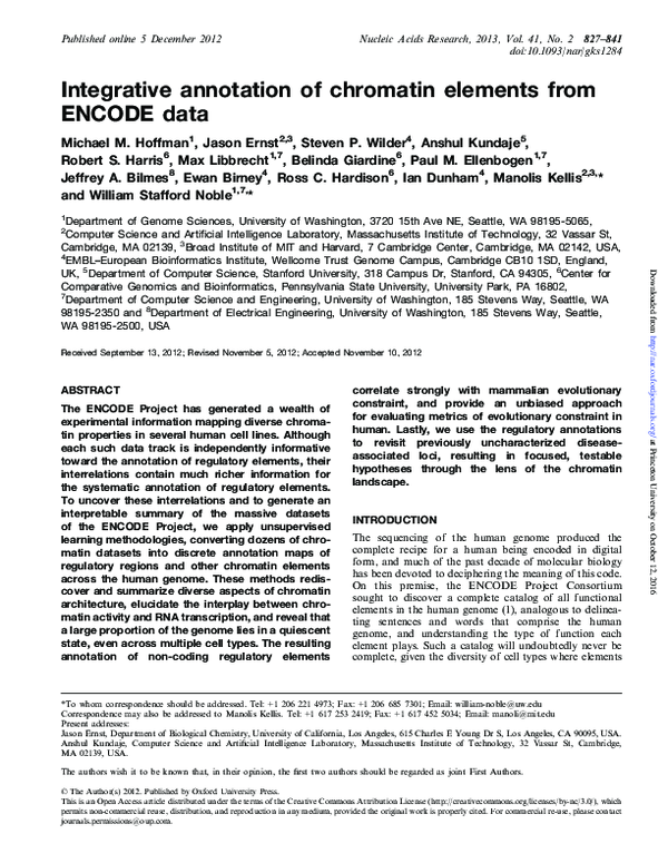 (PDF) Integrative annotation of chromatin elements from ENCODE data ...