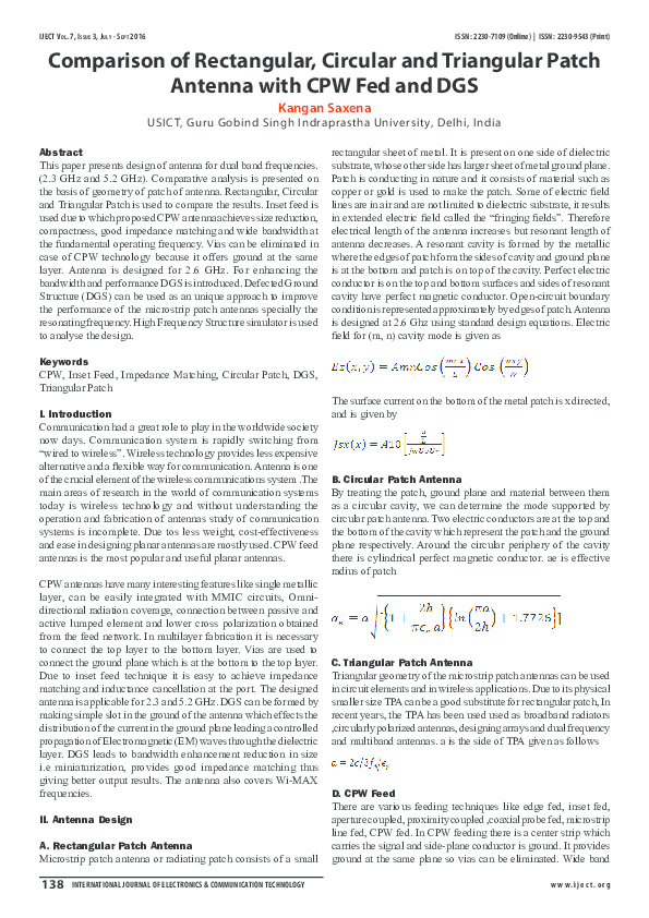 Pdf Comparison Of Rectangular Circular And Triangular Patch Antenna