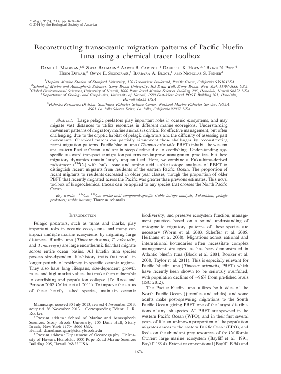 (PDF) Reconstructing transoceanic migration patterns of Pacific bluefin ...