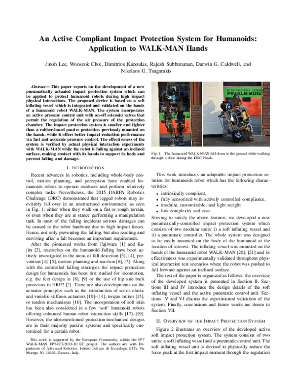 An Active Compliant Impact Protection System for Humanoids: Application ...