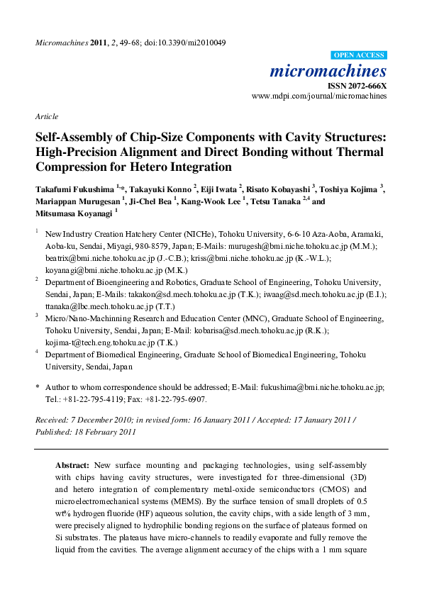 (PDF) Self-Assembly of Chip-Size Components with Cavity Structures ...