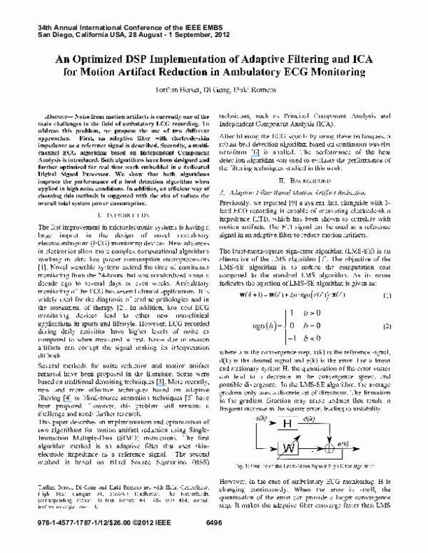 (PDF) An optimized DSP implementation of adaptive filtering and ICA for ...