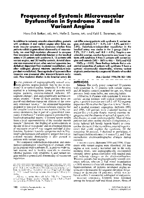 (PDF) Frequency of systemic microvascular dysfunction in syndrome X and ...