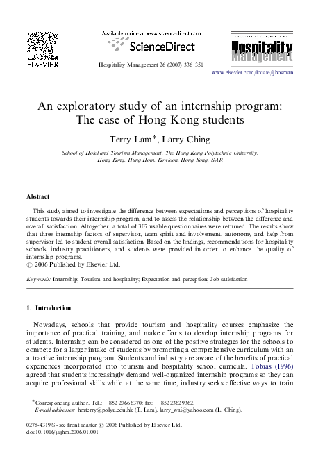 (PDF) An exploratory study of an internship program: The case of Hong ...