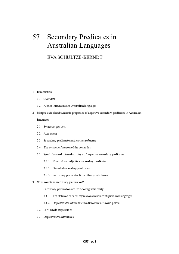 (DOC) Secondary Predicates in Australian Languages (2006)