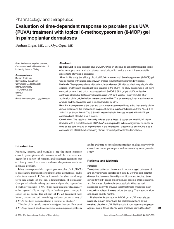 (PDF) Evaluation of time-dependent response to psoralen plus UVA (PUVA ...