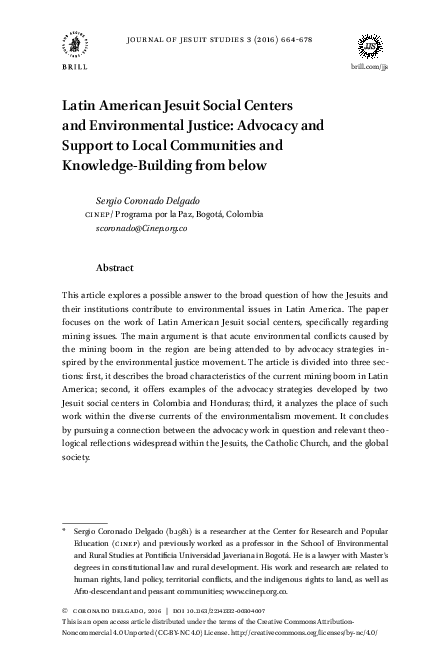 (PDF) Latin American Jesuit Social Centers and Environmental Justice ...