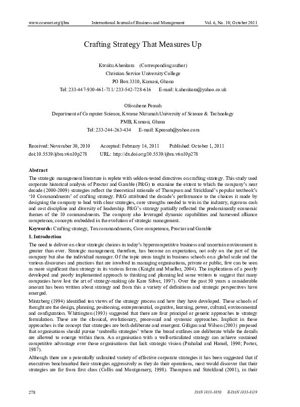 (PDF) Crafting Strategy That Measures Up