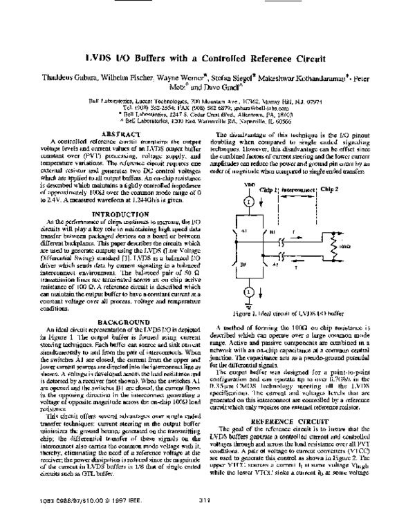 (PDF) LVDS I/O buffers with a controlled reference circuit