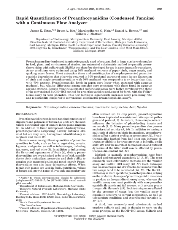 (PDF) Rapid Quantification of Proanthocyanidins (Condensed Tannins ...