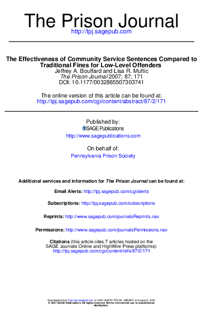 (PDF) The Effectiveness of Community Service Sentences Compared to ...