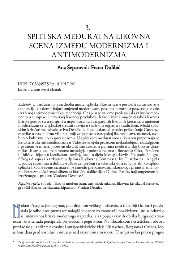 (PDF) The Interwar Art Scene in Split between Modernism and Anti ...