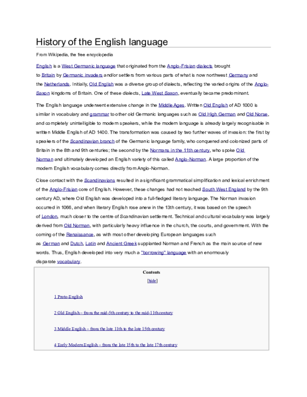 (DOC) History of the English language