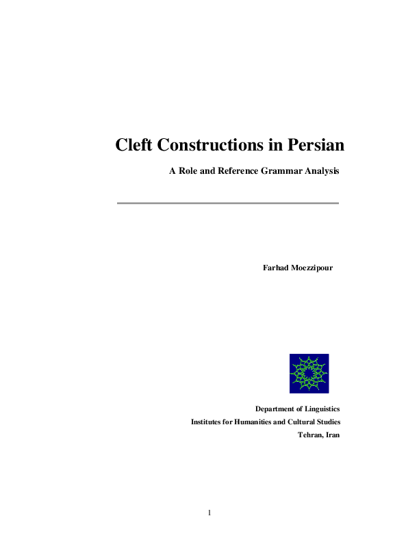 (PDF) Cleft Constructions in Persian: A Role and Reference Grammar Analysis