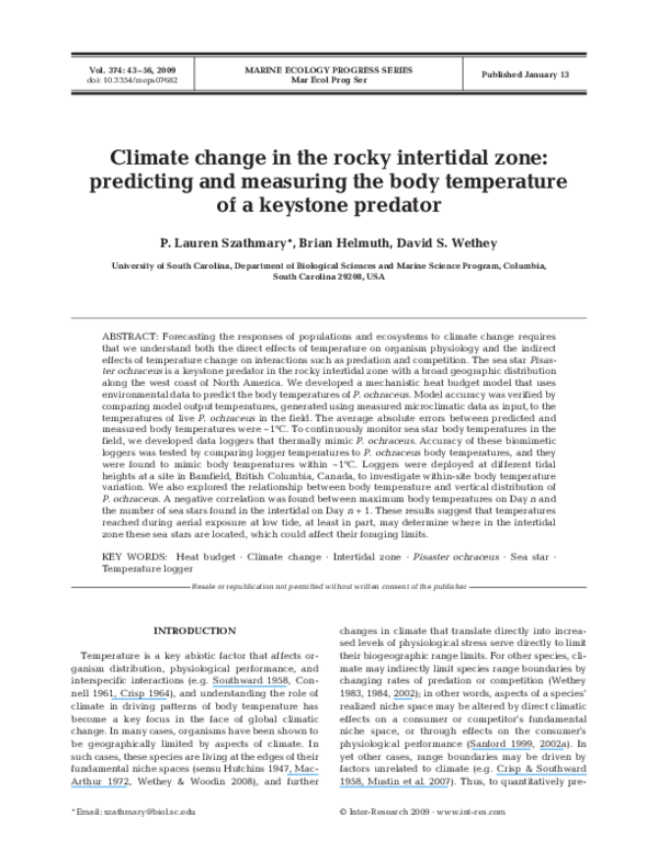 (PDF) Climate change in the rocky intertidal zone: predicting and ...