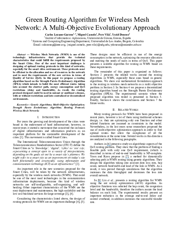 Pdf Green Routing Algorithm For Wireless Mesh Network A Multi Objective Evolutionary Approach