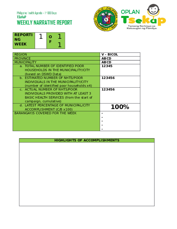 (DOC) NARRATIVE REPORT FORM | Paul Arvie Violeta - Academia.edu