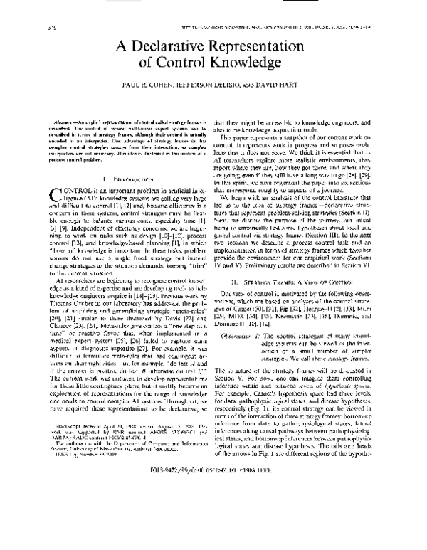 (PDF) A declarative representation of control knowledge