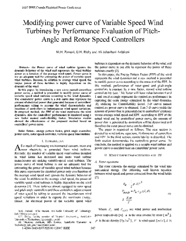 (PDF) Modifying power curve of Variable Speed Wind Turbines by Performance Evaluation of Pitch ...