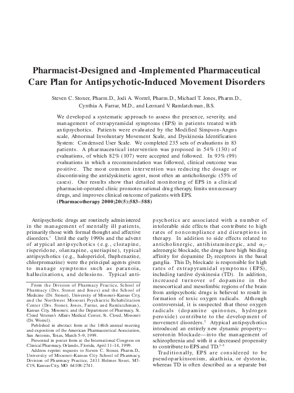 (PDF) Pharmacist-Designed and -Implemented Pharmaceutical Care Plan for ...