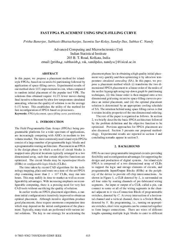 Pdf Efficient Fpga Placement Via Space Filling Curves