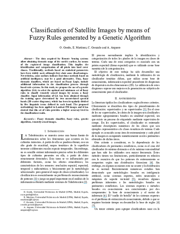 (PDF) Classification of Satellite Images by means of Fuzzy Rules generated by a Genetic Algorithm