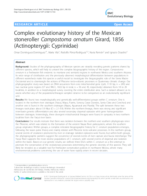 (PDF) Complex evolutionary history of the Mexican stoneroller ...