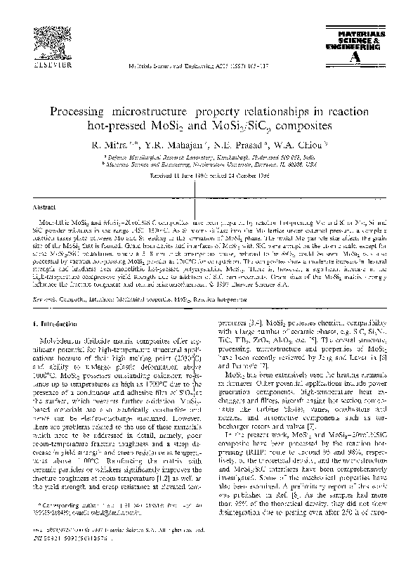 (PDF) Processing—microstructure—property relationships in reaction hot-pressed MoSi 2 and MoSi 2 ...