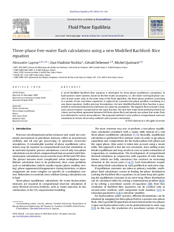 (PDF) Three-phase free-water flash calculations using a new Modified ...