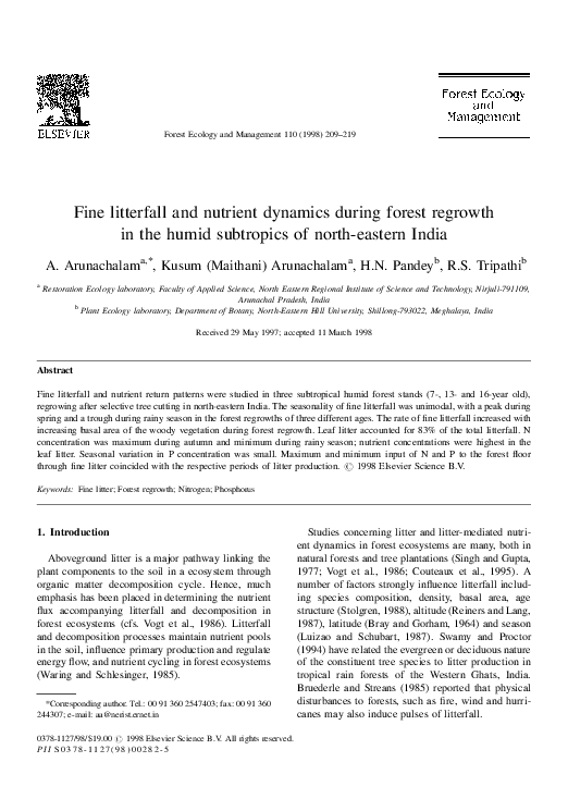 (PDF) Fine litterfall and nutrient dynamics during forest regrowth in ...