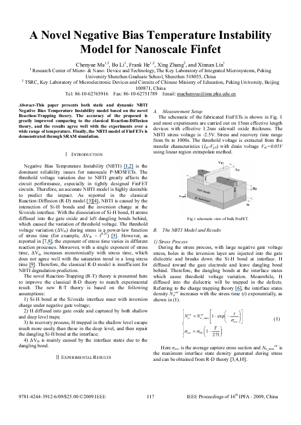 (PDF) A novel Negative Bias Temperature Instability model for nanoscale Finfet