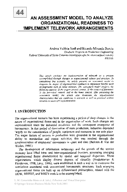 (PDF) An Assessment Model to Analyze Organizational Readiness to ...