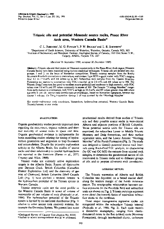 (PDF) Triassic oils and potential Mesozoic source rocks, Peace River ...