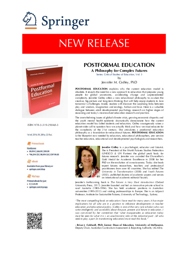 (PDF) Postformal Education: A Philosophy for Complex Futures