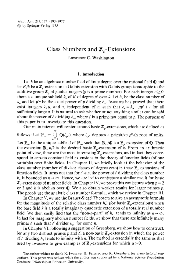 Class numbers and ? p -extensions