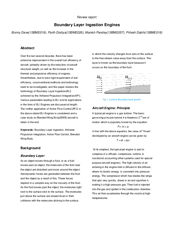(PDF) Boundary Layer Ingestion Engines