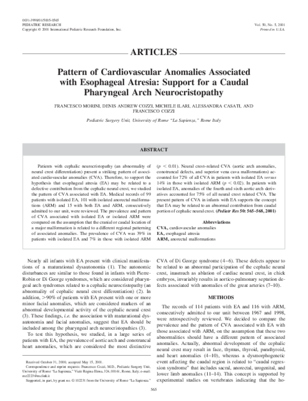 (PDF) Pattern of Cardiovascular Anomalies Associated with Esophageal ...