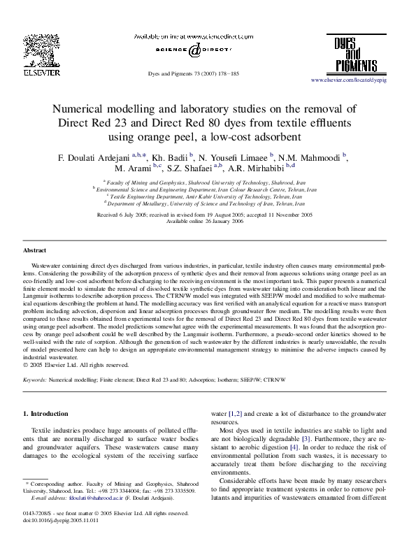 (PDF) Numerical modelling and laboratory studies on the removal of ...