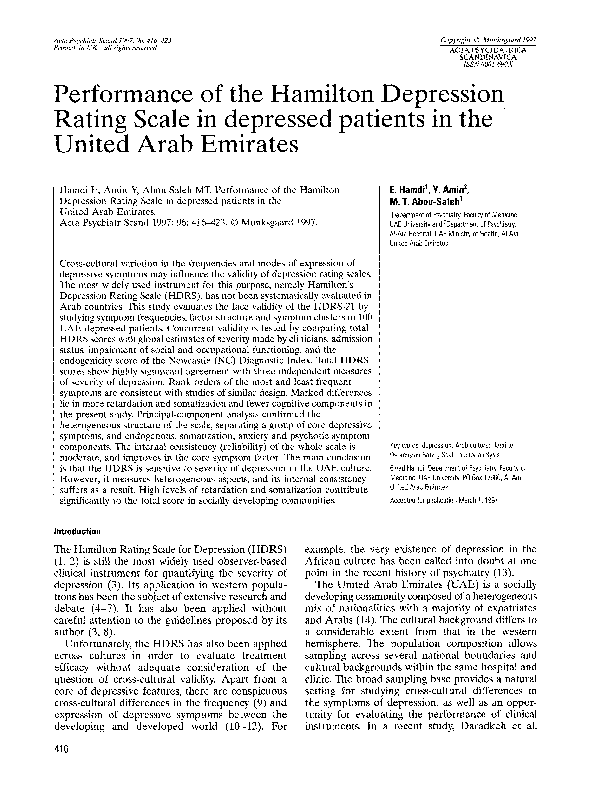 (PDF) Performance of the Hamilton Depression Rating Scale in depressed patients in the United ...