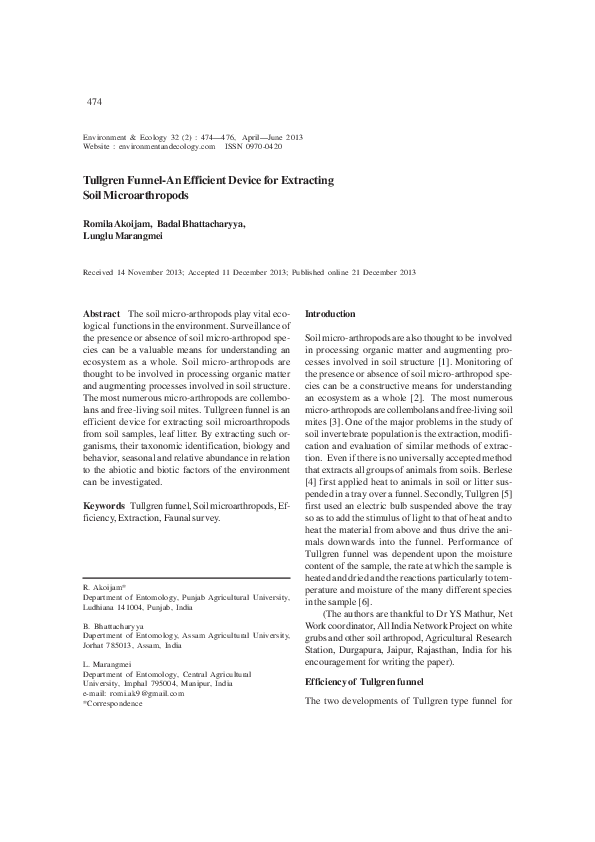 (PDF) Tullgren funnel -an efficient device for extracting soil ...