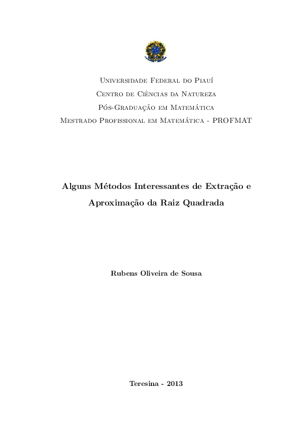 (PDF) Universidade Federal do Piaú ı Alguns Métodos Interessantes de ...