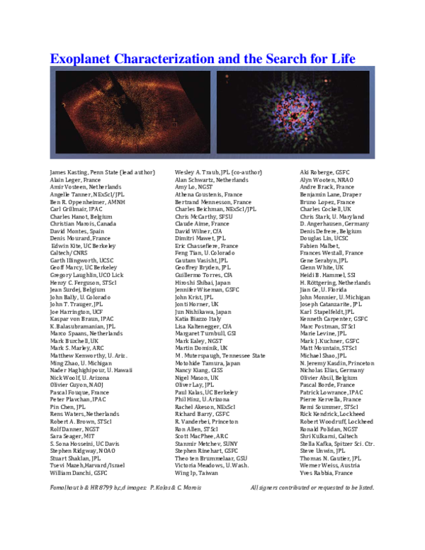(PDF) Exoplanet characterization and the search for life