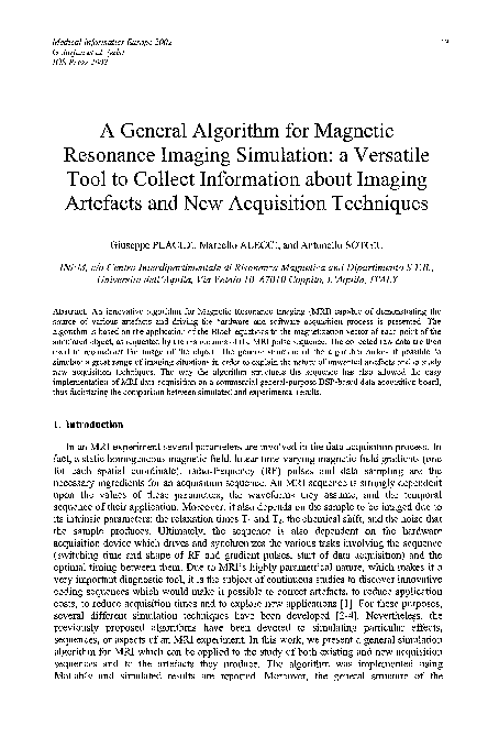 (PDF) A general algorithm for magnetic resonance imaging simulation: a versatile tool to collect ...