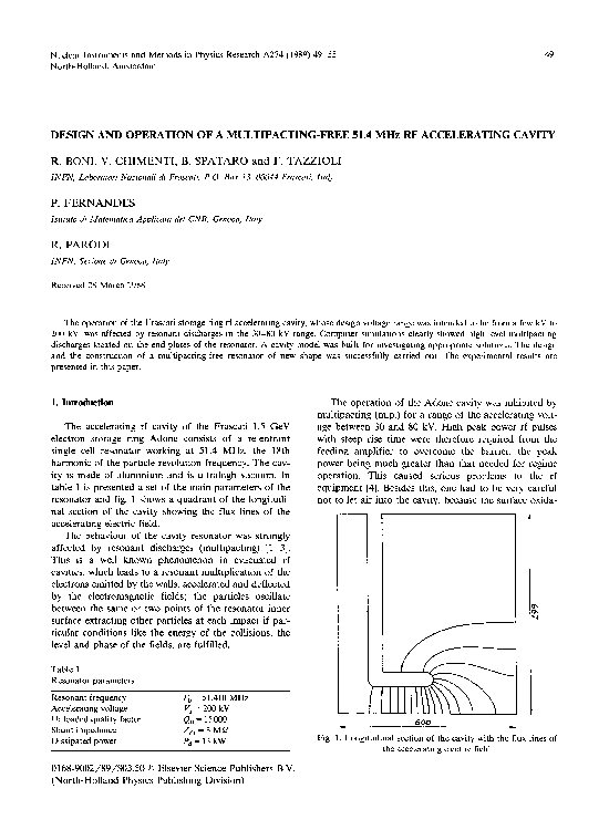 (PDF) Design and operation of a multipacting-free 51.4 MHz rf accelerating cavity