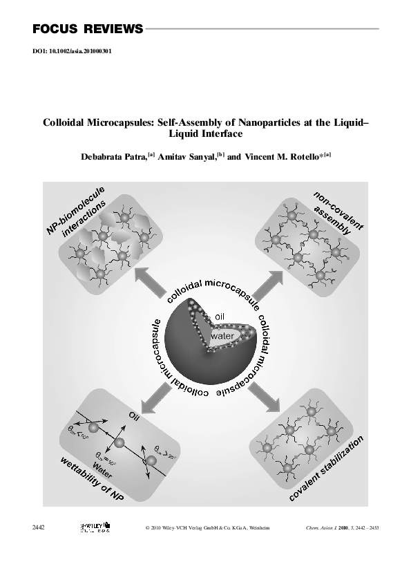 (PDF) Colloidal Microcapsules: Self-Assembly of Nanoparticles at the Liquid-Liquid Interface
