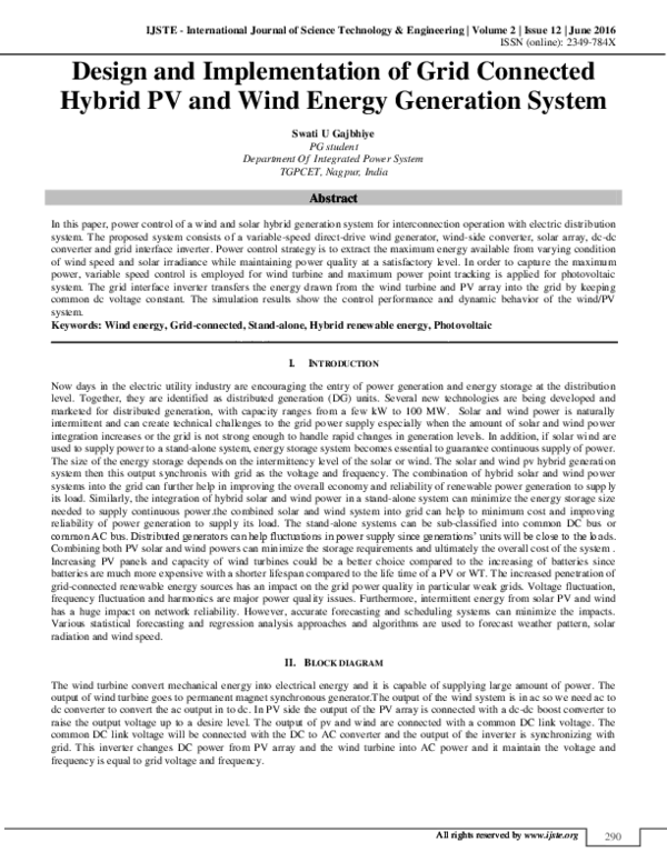 (PDF) Design and Implementation of Grid Connected Hybrid PV and Wind ...